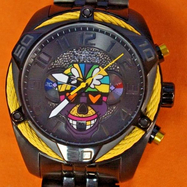Invicta Britto Limited Edition 33521 Romero Art Skull 47MM Stainless ...