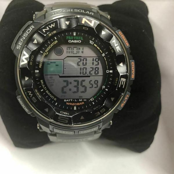 Casio Pro Trek Men's Solar Atomic Black Resin Band 50.5mm Watch PRW2500R-1 | WatchCharts