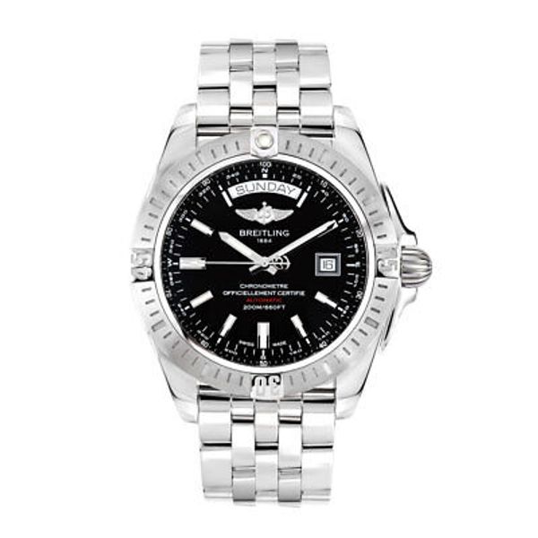 Breitling Galactic Watch 44MM Black Index Hour Markers Dial Stainless ...