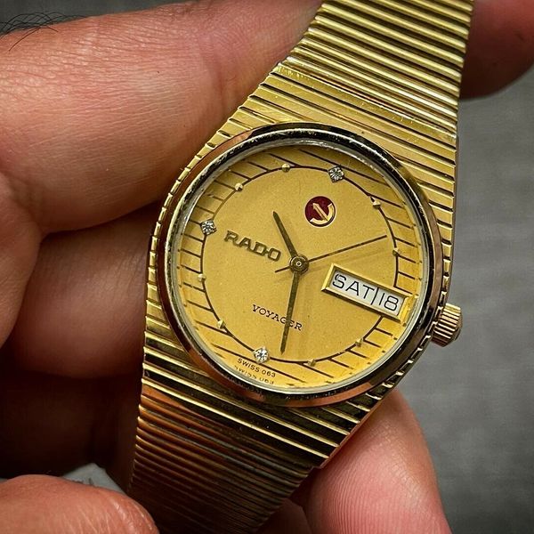 Vintage Rado Voyager All Gold Swiss Gents Watch, day date 34mm, perfect ...