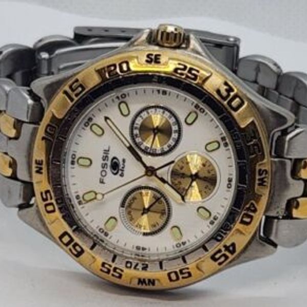 Fossil Blue Vintage Men's Two-Tone Quartz Watch - BQ-8774 New Battery ...