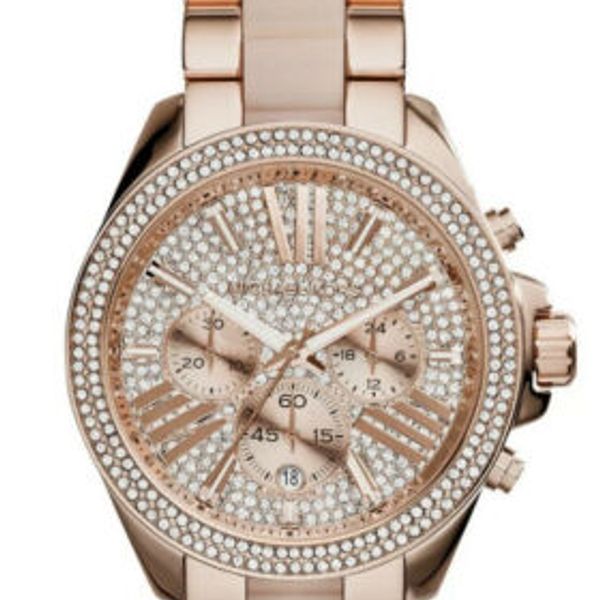 Michael Kors Women's Watch-MK6096 'Wren' Chronograph Crystal Rose Gold ...
