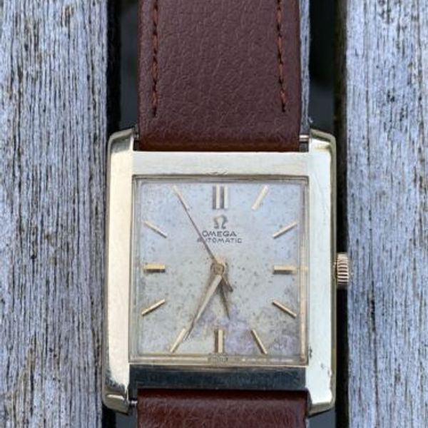 RARE GENTS VINTAGE OMEGA TANK 14K GOLD FILLED AUTOMATIC WATCH Cal 570 ...