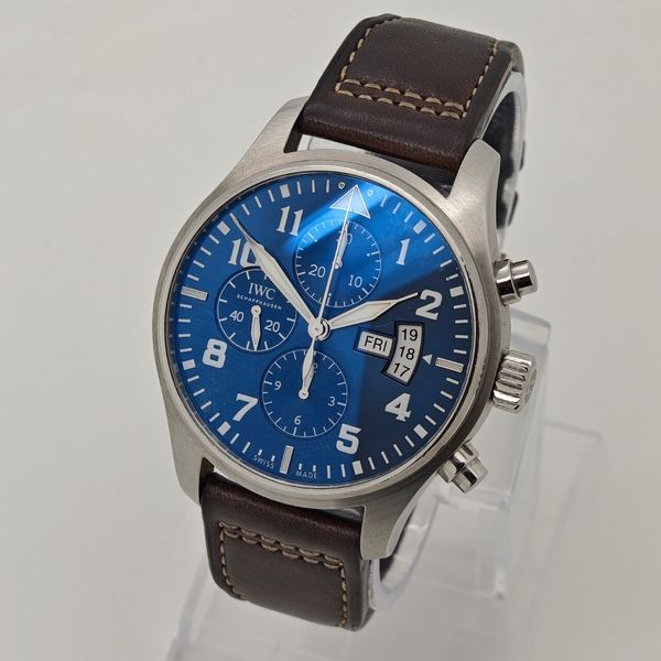 IWC Pilot Le Petit Prince Chronograph Blue Dial Steel Watch B&Ps ...