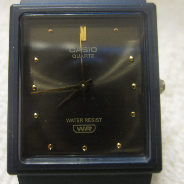 Casio Quartz slim line watch with black face, resin strap. Casio WR ...