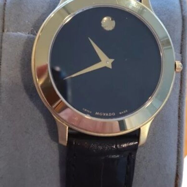 MOVADO Museum 87-E4-0844 Swiss Quartz Gold plated Wrist Watch ...