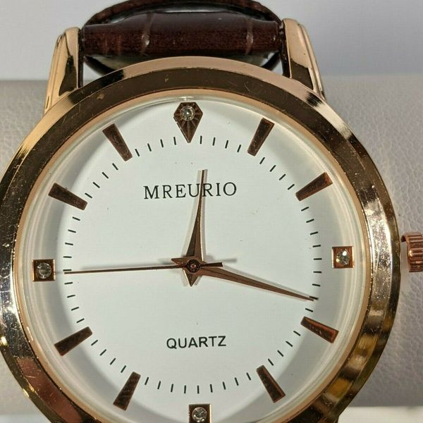 Men's Rose Gold Tone Mreurio Watch Faux Leather Band | WatchCharts