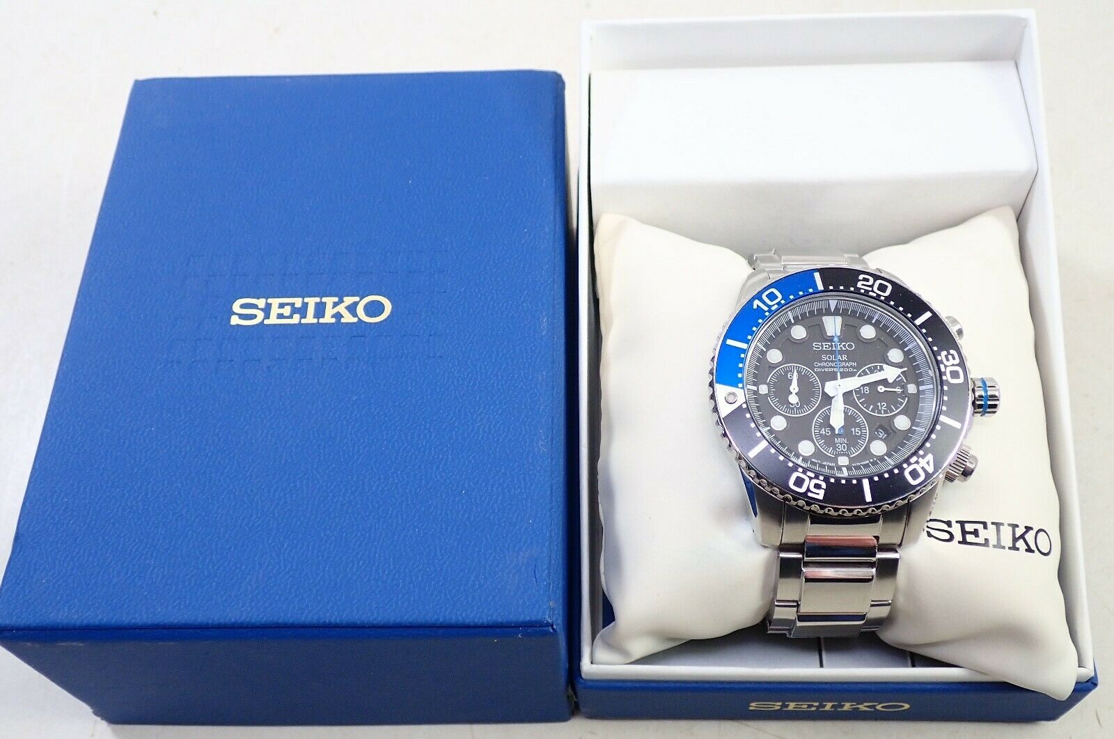 MENS SEIKO SOLAR CHRONOGRAPH MODEL SSC017 WRISTWATCH WATCH W/ BOX ...