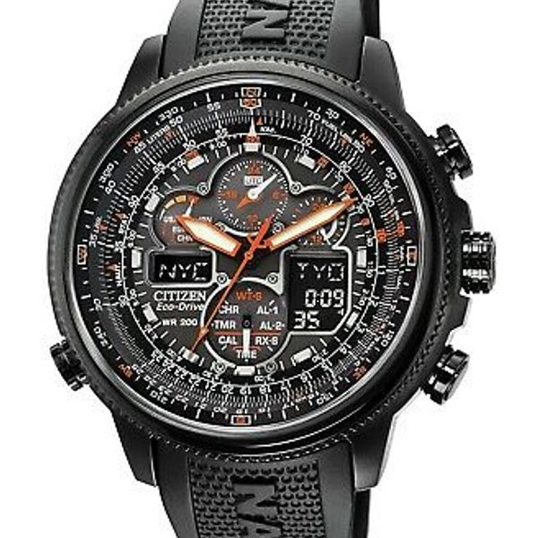Citizen Eco-Drive Navihawk A-T Chronograph Black Dial Men's Watch ...