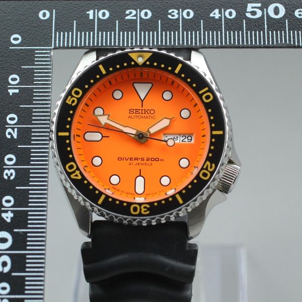 SEIKO Divers Scuba 7S26-0020 Orange Dial Automatic Watch Date Arabic ...