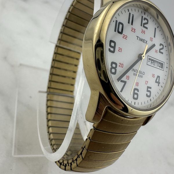 Timex Menâ s Gold Tone Railroad Style Indiglo Day / Date 35mm - New ...