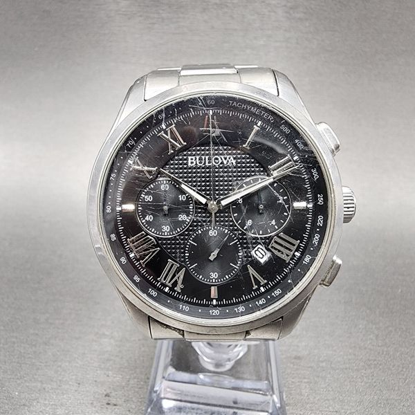 Bulova Wilton Chronograph Watch Men 46mm Black Dial Stainless Steel ...