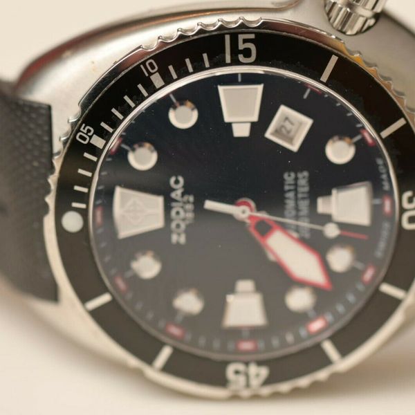 ZODIAC DIVER CLUB AUTOMATIC ZO 8001 200M SWISS Rubber band- Black Dial ...