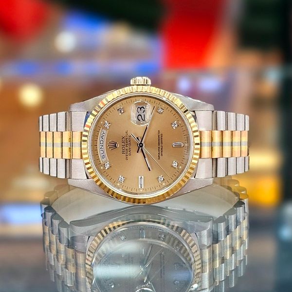1993 Rolex Tridor Day-Date 18239BIC Salmon Diamond Dial with ...