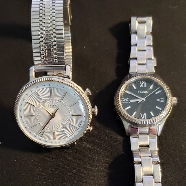 Two Fossil Watches- Original Bands Including a Hybrid and date in the ...