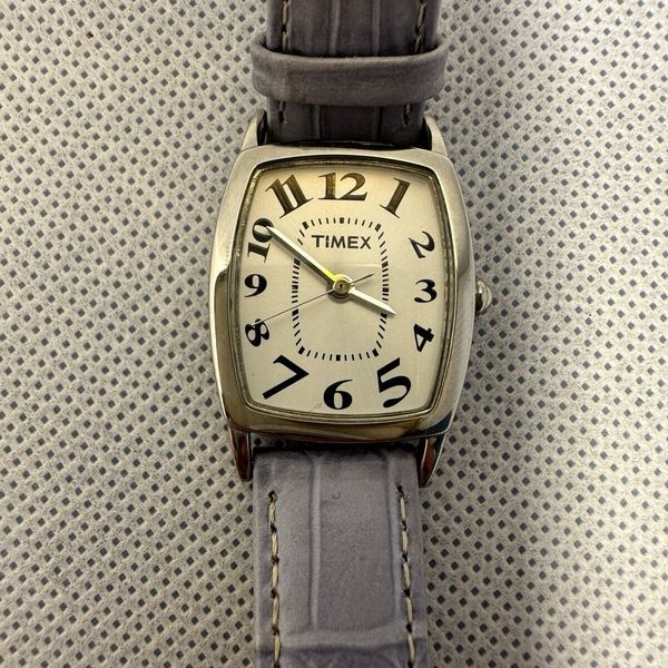 Timex M9 Rectangular Quartz Womens Watch - Purple Band - Silver Dial ...