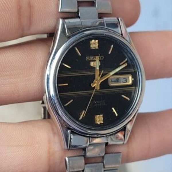 Vintage Seiko 5 Automatic 17 Jewels Stainless Steel Black Color Dial For Men's | WatchCharts ...