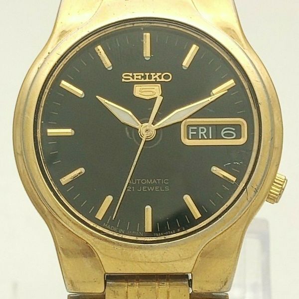 Vintage Seiko 5 Japan 7S26-01V0 Automatic See Through Back Gold Plated ...