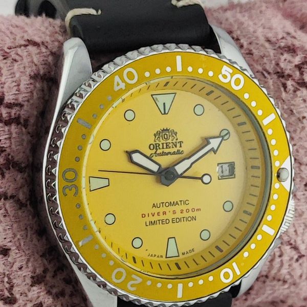 Orient Diver Men Automatic 21 Jewels Yellow Dial Recently Service ...