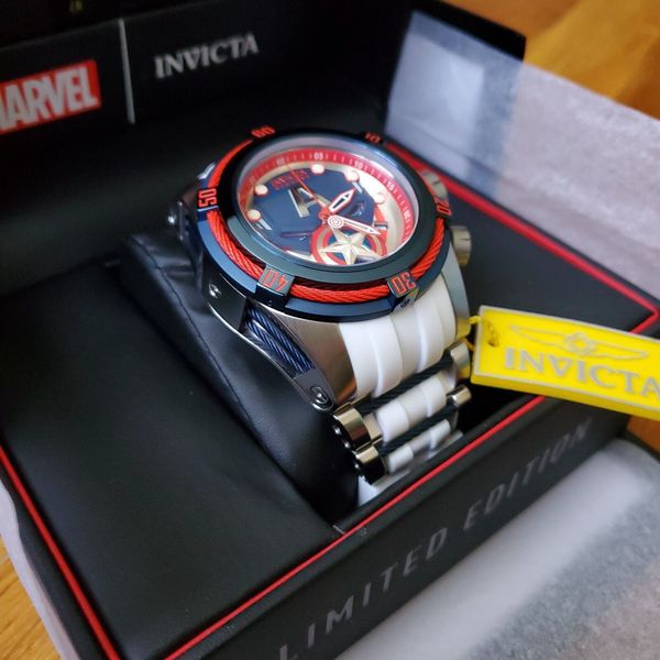 Invicta Marvel Captain America Men's Watch - 53mm, Steel, Dark Blue ...