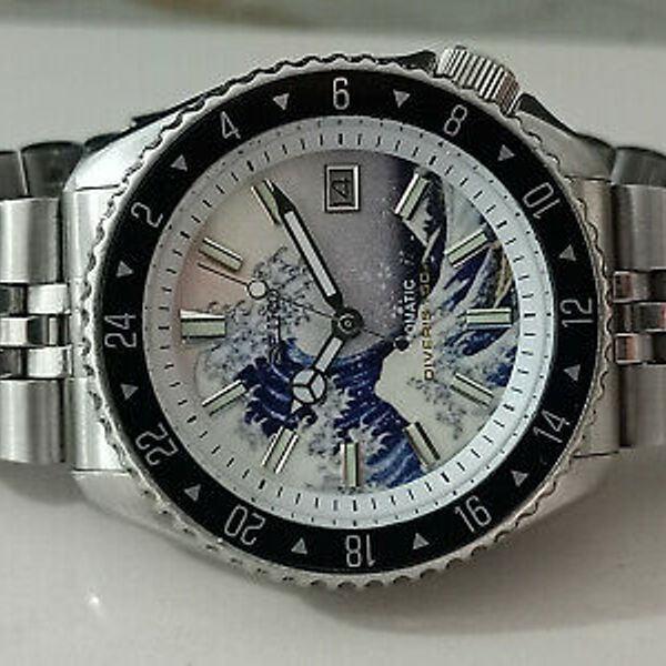 GREAT WAVE OF KANAGAWA MODDED SEIKO DIVER 7002-7000 AUTOMATIC MEN'S ...