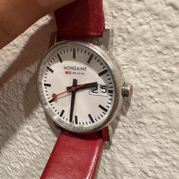 Mondaine Offical Railways SBB CFF FFS White Dial Quartz watch Swiss Red ...