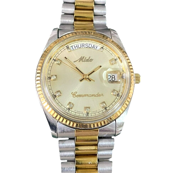 Mido Commander President Automatic Gold Dial Two Tone Gents Watch 8299 ...