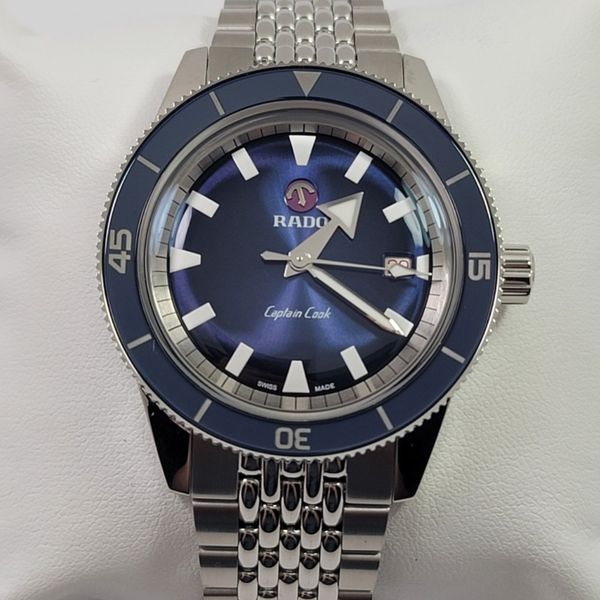 Rado Captain Cook Automatic Blue Dial Stainless Steel Men's Dive Watch ...