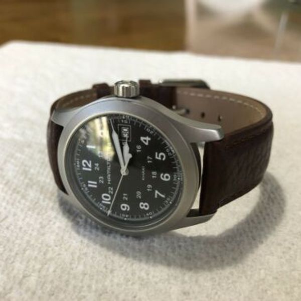 Hamilton H684811 Khaki Field 38MM Men's Brown Leather Watch | WatchCharts