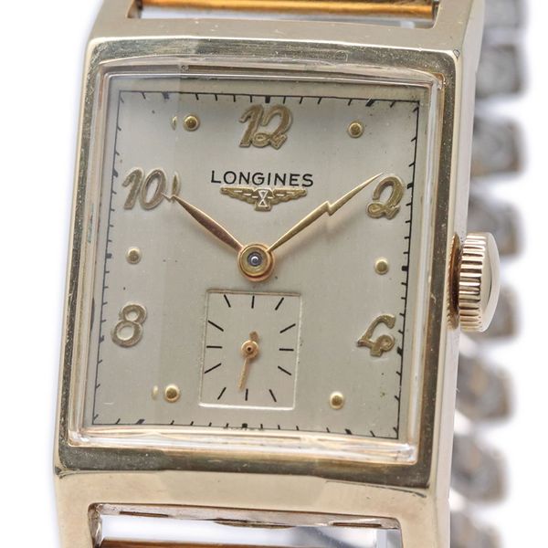 LONGINES Rectangular Case 10KGF Cal.9LT 1950'S Vintage Longines ...