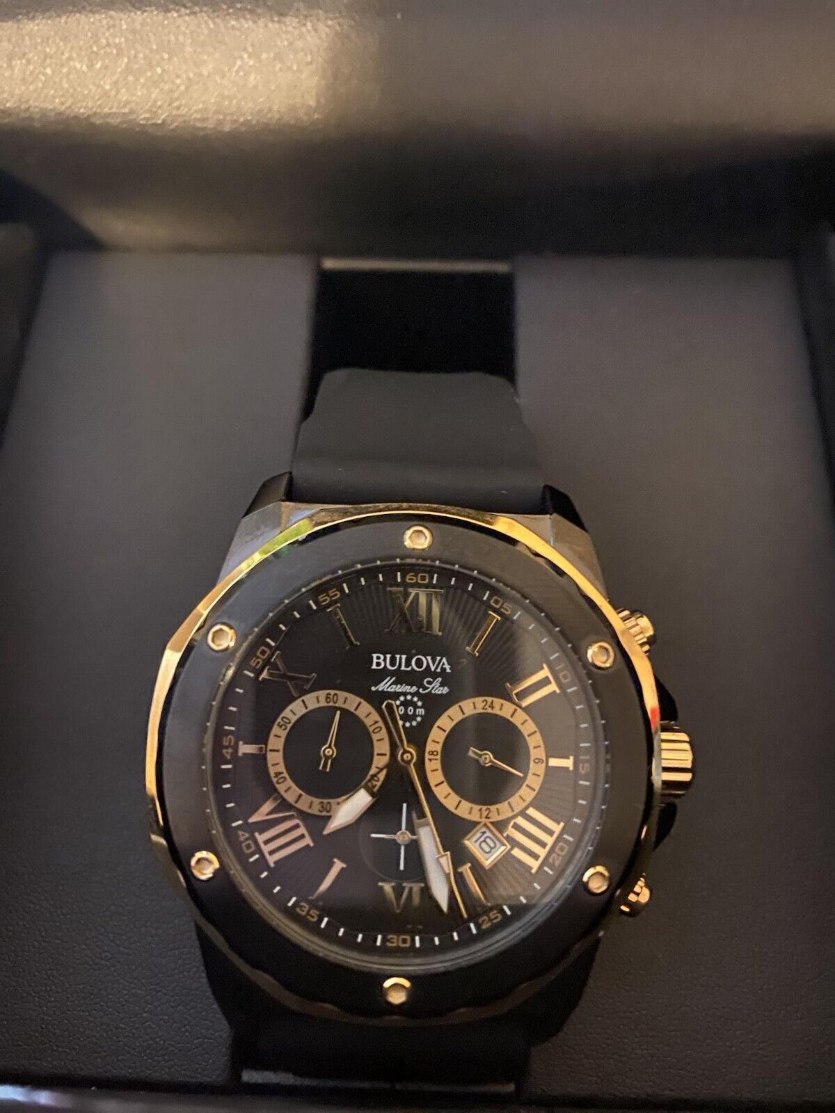 Bulova MarineStar Black Chronograph Dial Watch for Men - 98B278 ...