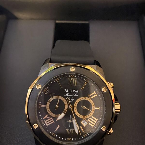 Bulova MarineStar Black Chronograph Dial Watch for Men - 98B278 ...