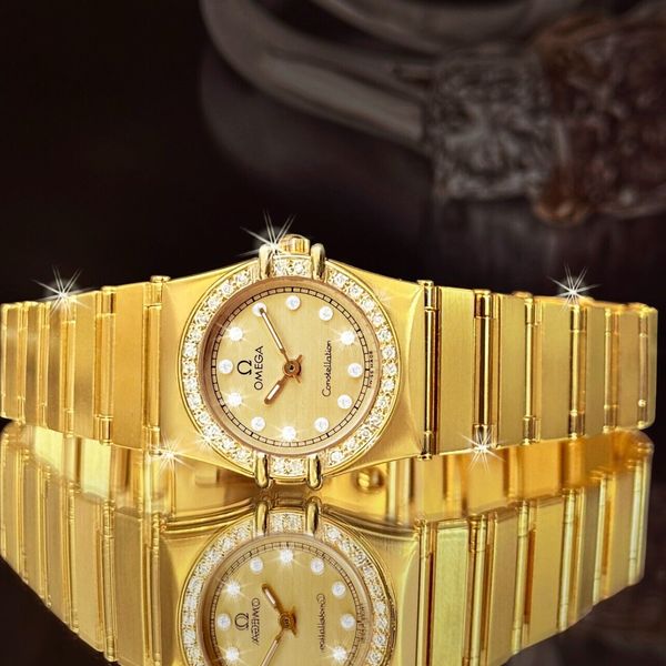 Authentic' OMEGA CONSTELLATION LADIE'S GOLD DIAL DIAMOND WATCH_MSRP ...