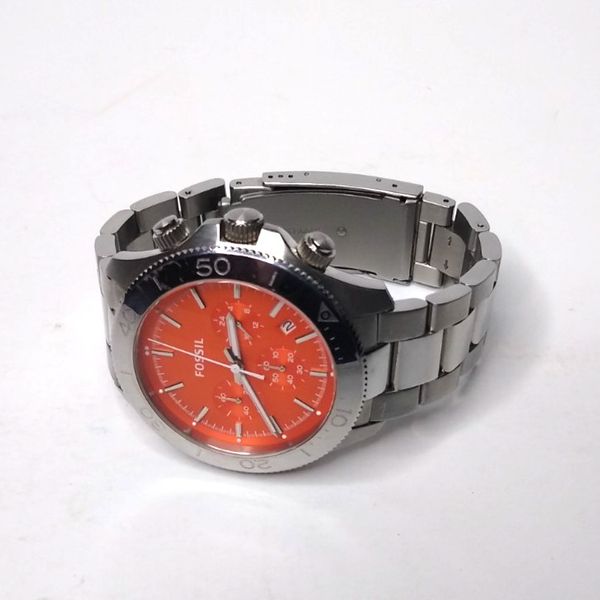 Fossil Menâ s Stainless Steel Watch Chronograph Orange Face CH-2868 New ...