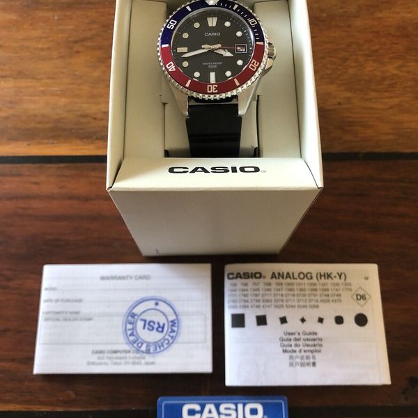 Casio 'Diver' Watch MDV-10-1A2VDF Black Dial with Red/Blue 'Pepsi ...