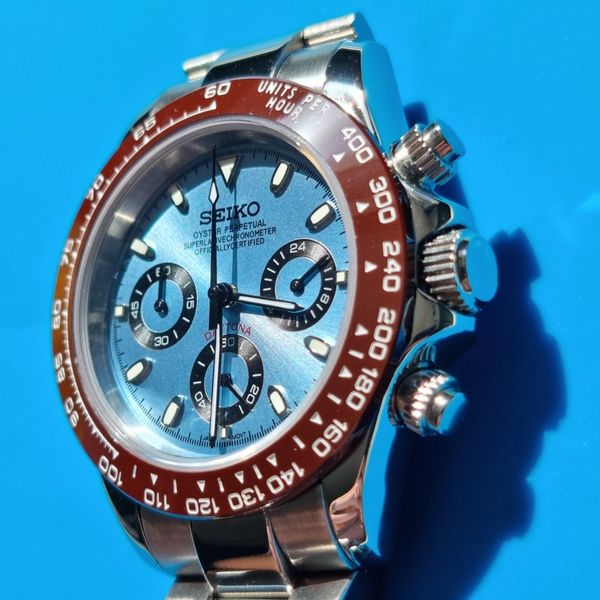 Seiko Chronograph Mod Watch ice blue dial, 40mm Megaquartz VK63 ...