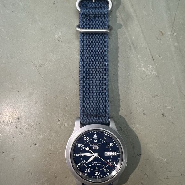 Seiko 5 Automatic SNK807 SNK807K2 Blue Dial Nylon Strap Watch ...