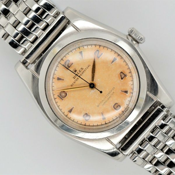 1947 Vintage Rolex Oyster Perpetual Bubbleback 2940 Rose Gold Applied ...