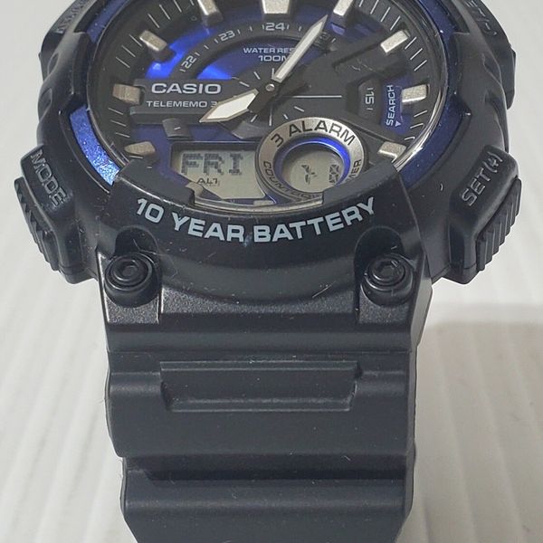 Casio TELEMEMO 30 World Time AEQ-110 5479 Quartz Analog Digital Men's ...