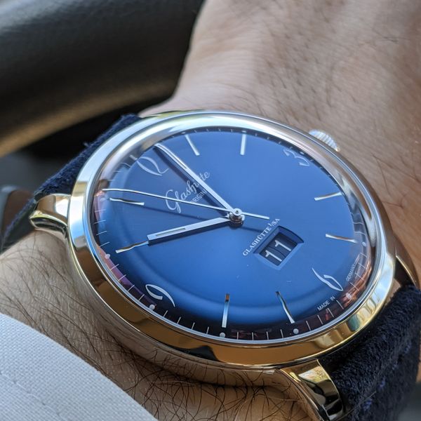 FS Glashutte Original Senator Sixties Panorama Date - Stunning Blue ...
