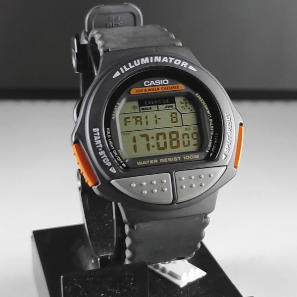 VINTAGE 1990 CASIO JC-20 JOG & WALK CALORIE WATCH NOS JAPAN M ...