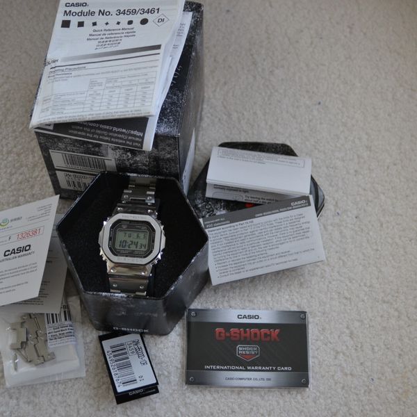 Casio G-Shock Silver Full Metal Square Watch GMW-B5000D-1DR Stainless ...