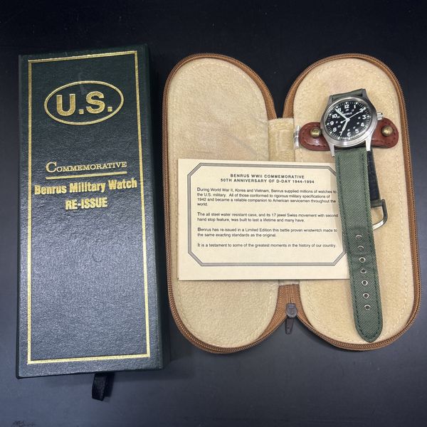 Vintage BENRUS Military Watch Re-Issue 50th Anniversary of D-Day LTD ...