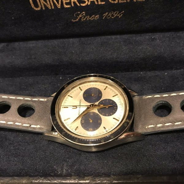 Universal Geneve Compax 1950 Blue Bezel 884.485 Panda Chronograph *Full ...