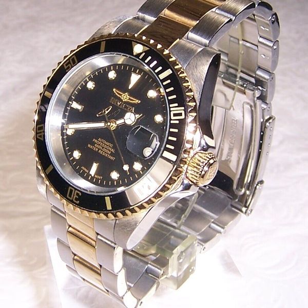 INVICTA PRO DIVER AUTOMATIC WATCH 89270B 40MM BLACK DIAL TWO TONE W/BOX ...