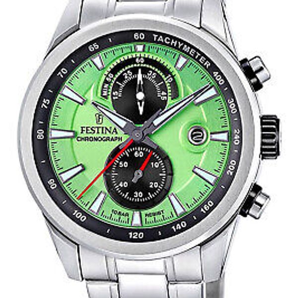 Festina Men's Watch Chronograph Steel/Light Green Chrono F20694/3 ...