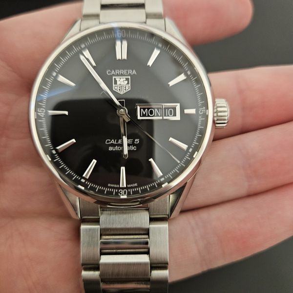 TAG HEUER Carrera Calibre 5 WAR201A-1 Day date black Dial Automatic 41mm | WatchCharts Marketplace