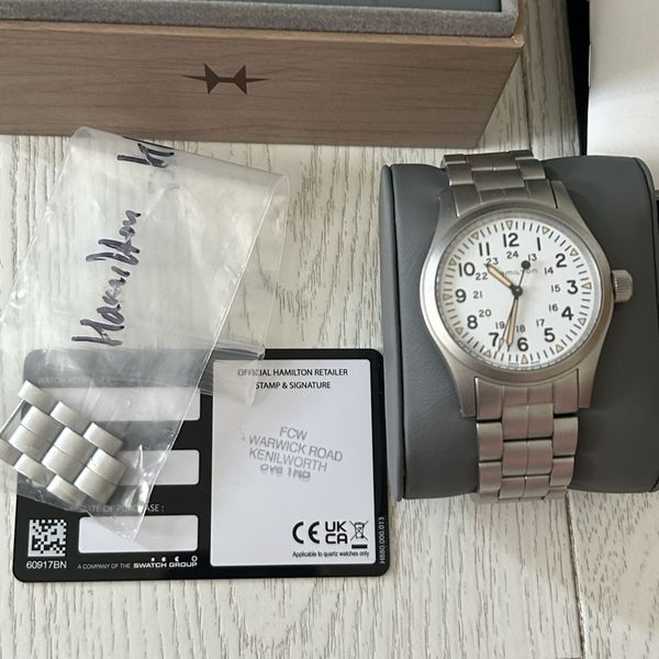 Hamilton Khaki Field Mechanical Men's Watch 38mm White with Bracelet ...