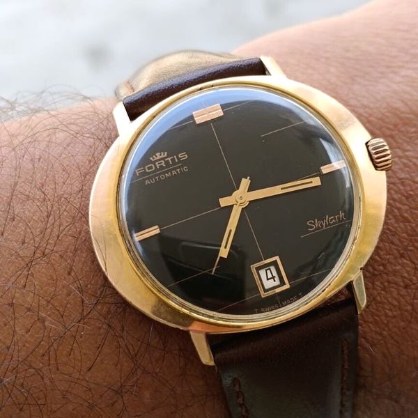 Vintage Fortis Skylark (6179) Automatic Date Gold Plated Swiss Made Men ...
