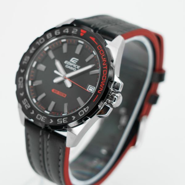 Casio Edifice Quartz Analog Watch Rotating Bezel Red Black EFV 120BL ...
